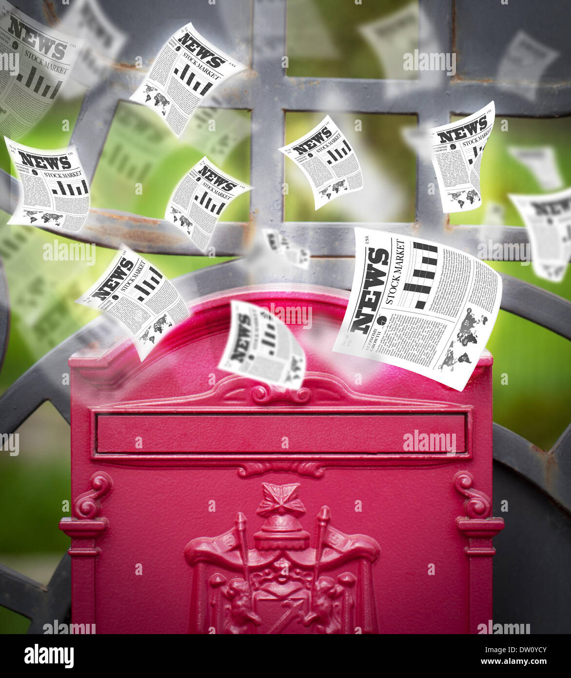 Post box with daily newspapers flying Stock Photo - Alamy