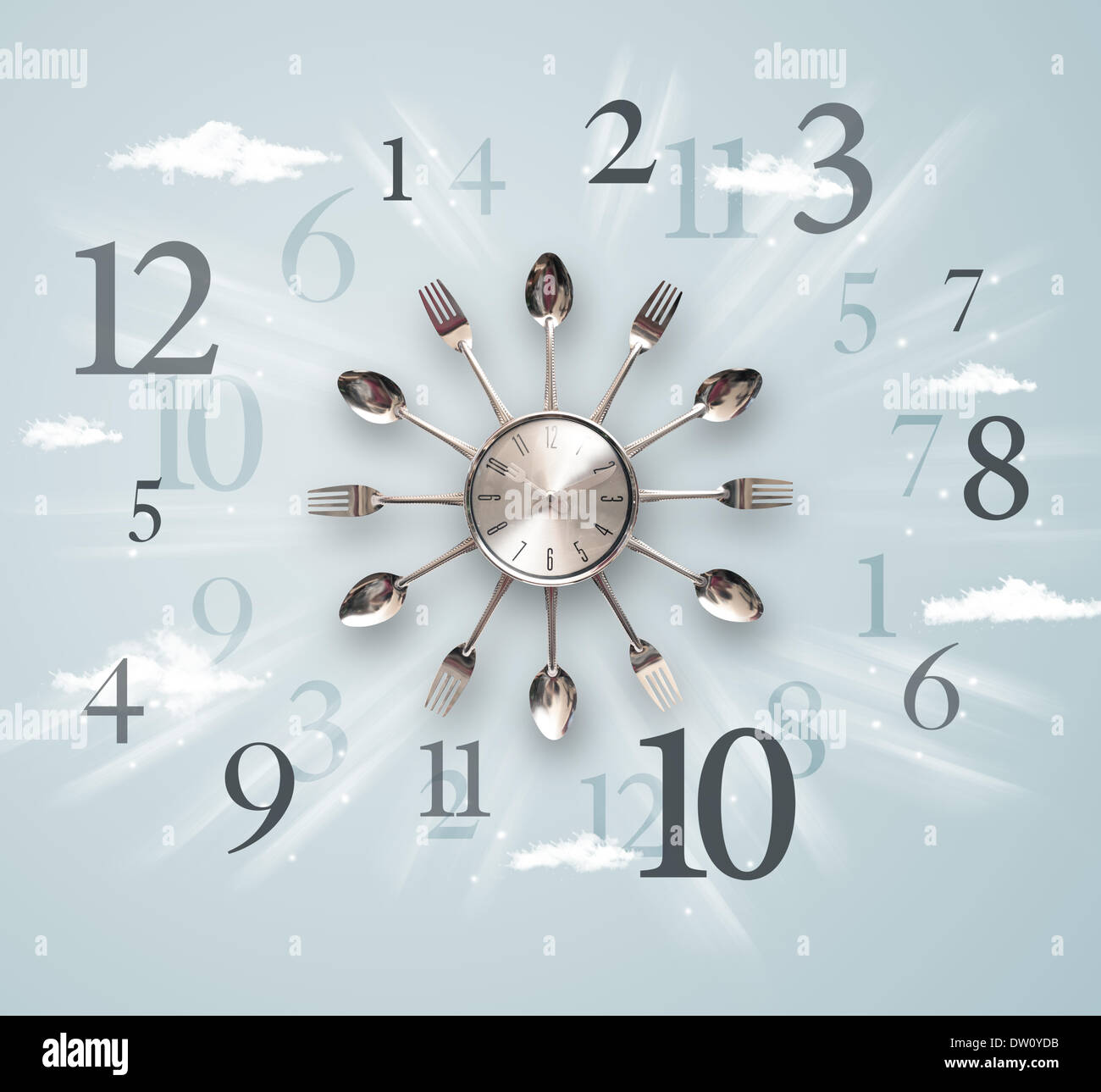 Modern clock with numbers on the side Stock Photo - Alamy