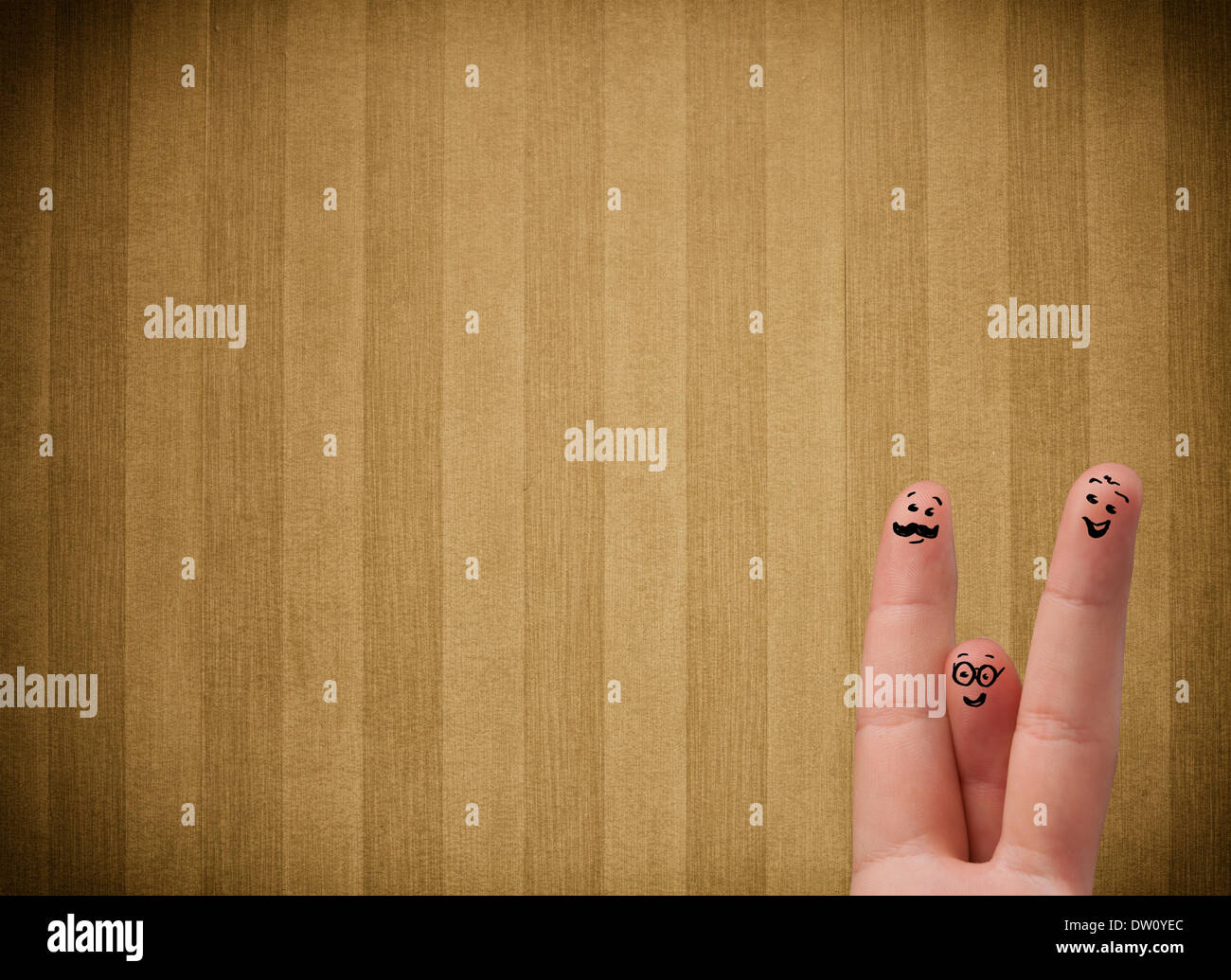 Happy finger smileys with vintage stripe wallpaper background Stock ...