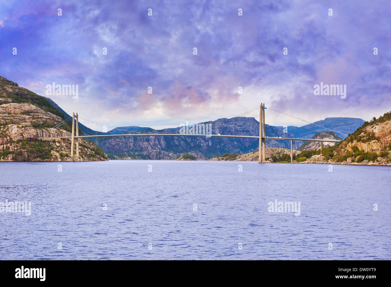 Bridge in fjord Lysefjord - Norway Stock Photo - Alamy