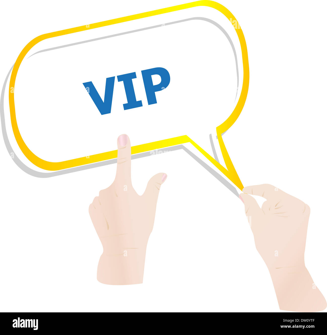 hands push word vip on speech bubbles Stock Photo - Alamy