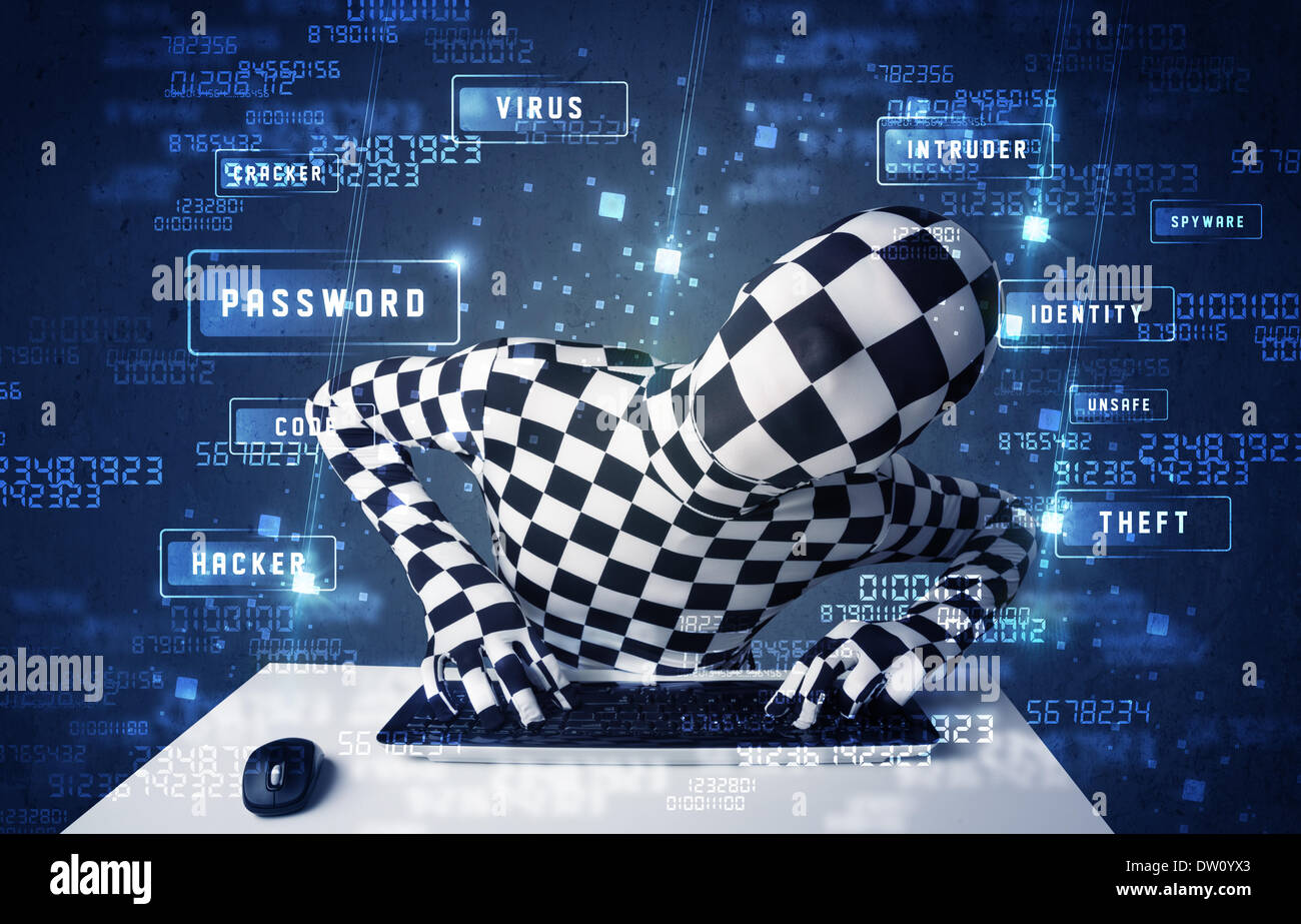 Man without identity programing in technology enviroment with cyber ...