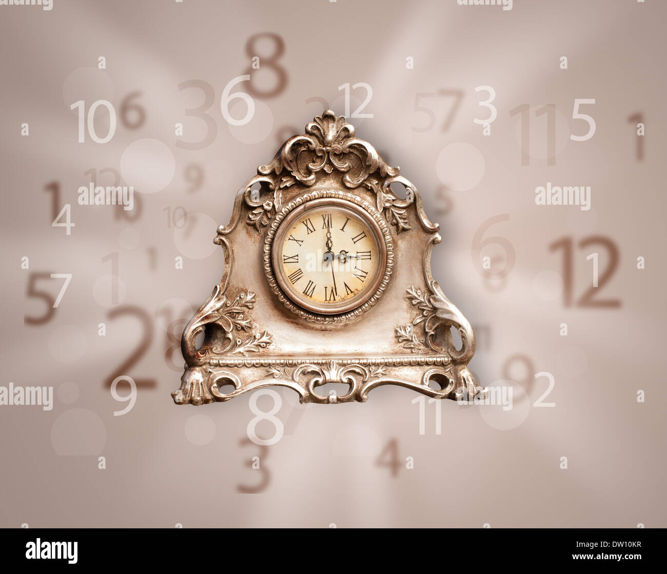 Vintage clock with numbers on the side Stock Photo - Alamy