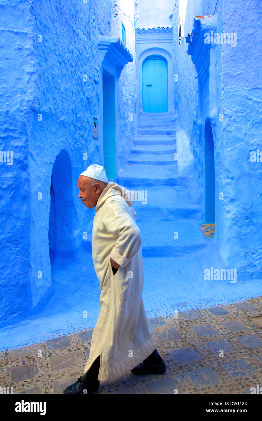 Man In Traditional Clothing, Chefchaouen, Morocco, North Africa Stock ...