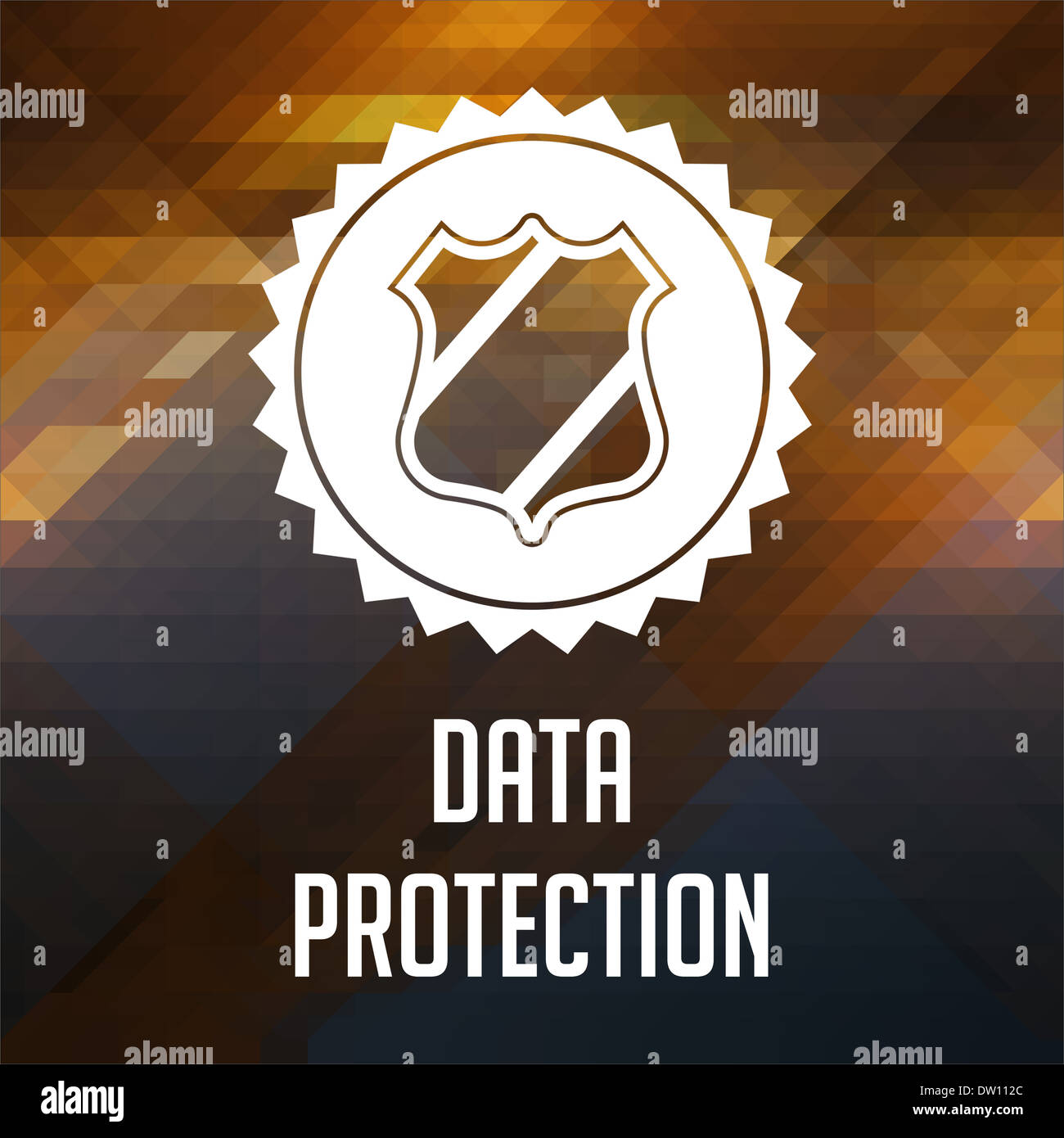 Data Protection Concept. Retro label design. Hipster background made of ...