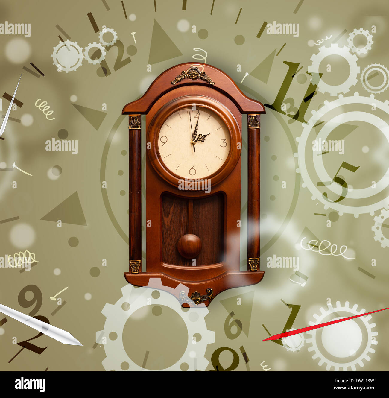 Vintage clock with numbers on the side Stock Photo - Alamy