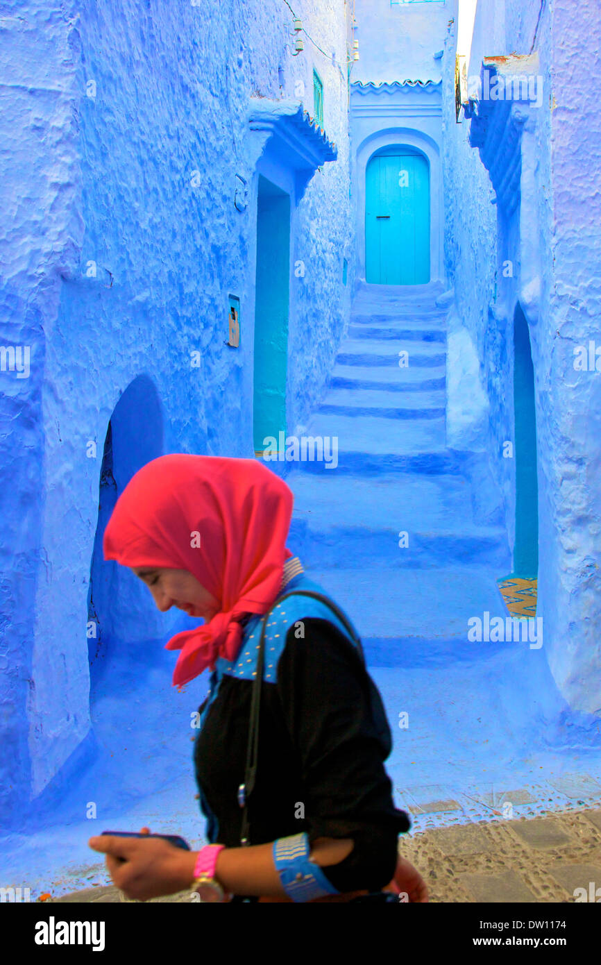 Woman In Traditional Clothing, Chefchaouen, Morocco, North Africa Stock ...