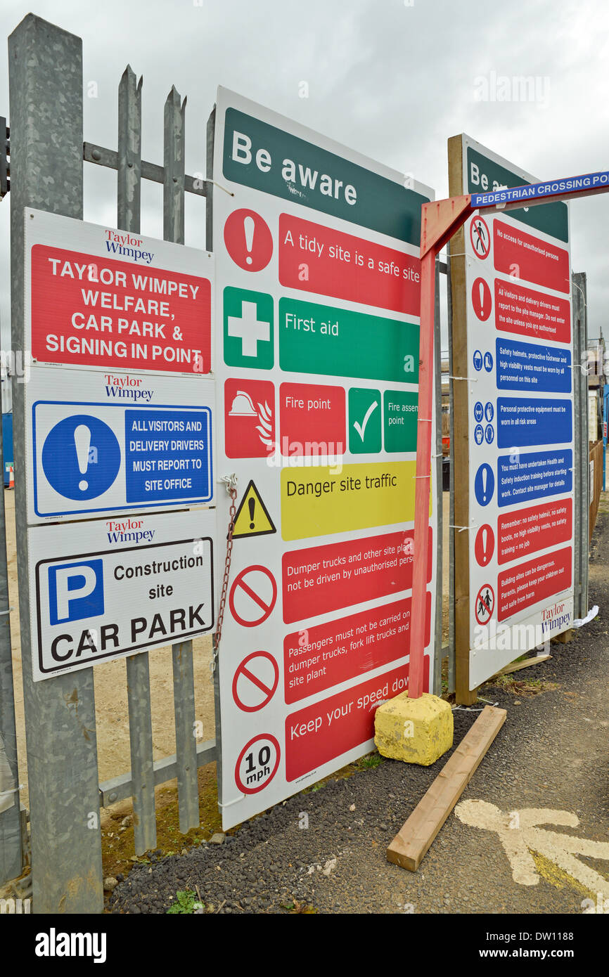 Health and Safety Warning signs on construction site Stock Photo - Alamy