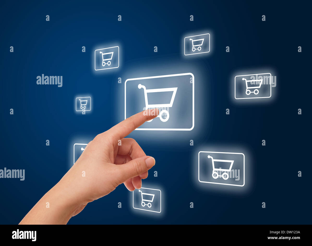 hand pressing shopping cart icon Stock Photo - Alamy
