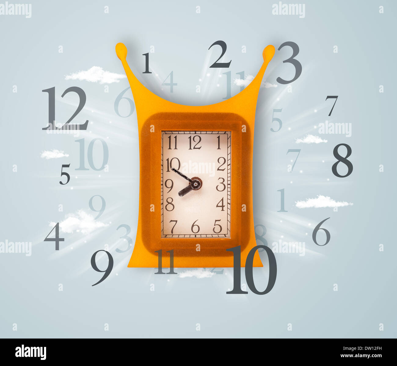 Modern clock with numbers on the side Stock Photo - Alamy