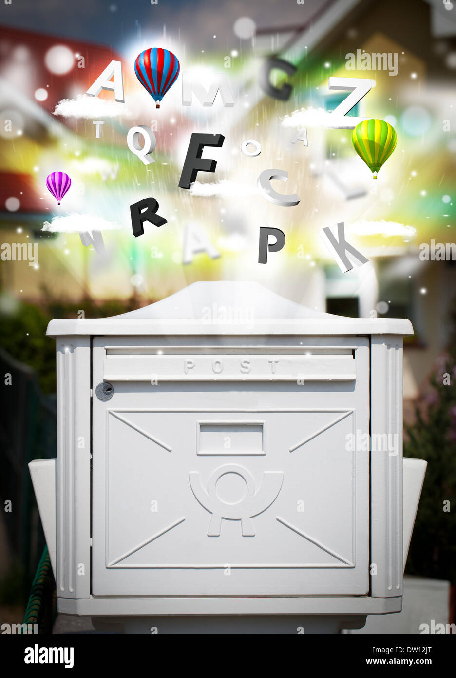 Post box with colorful letters Stock Photo - Alamy