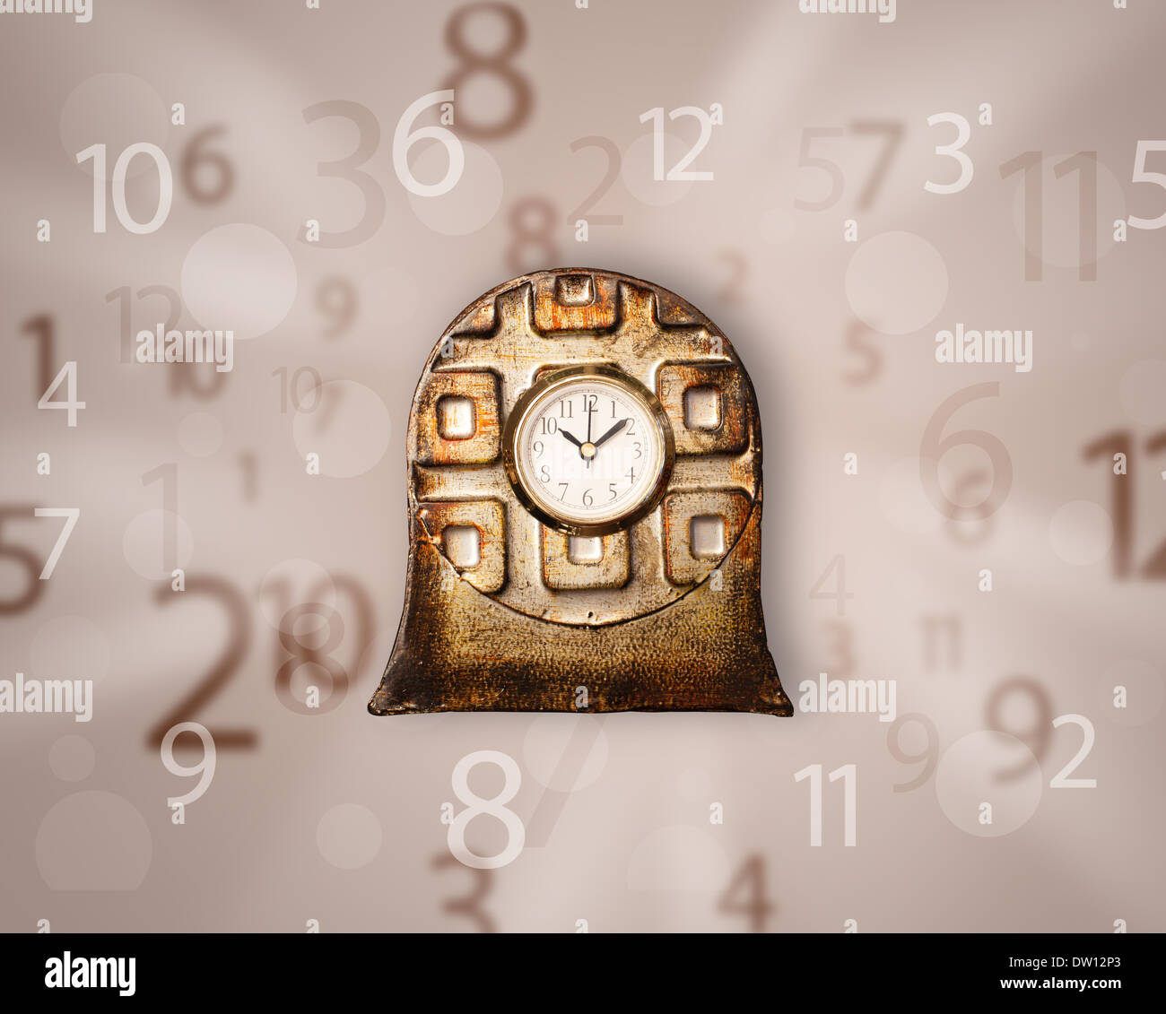 Vintage clock with numbers on the side Stock Photo - Alamy