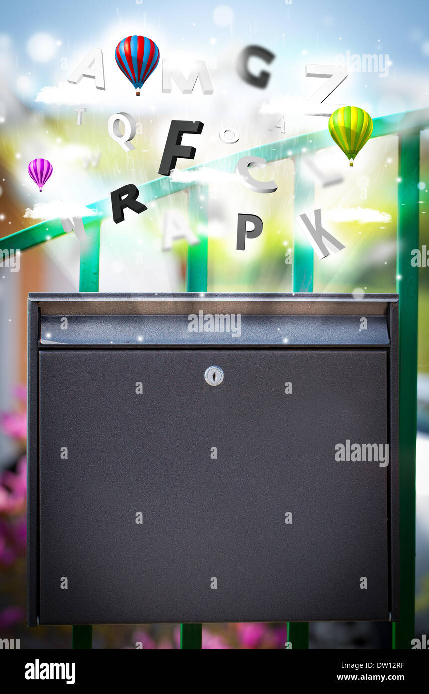 Post box with colorful letters Stock Photo - Alamy