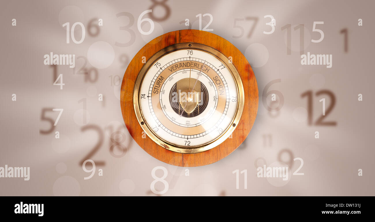 Vintage clock with numbers on the side Stock Photo - Alamy