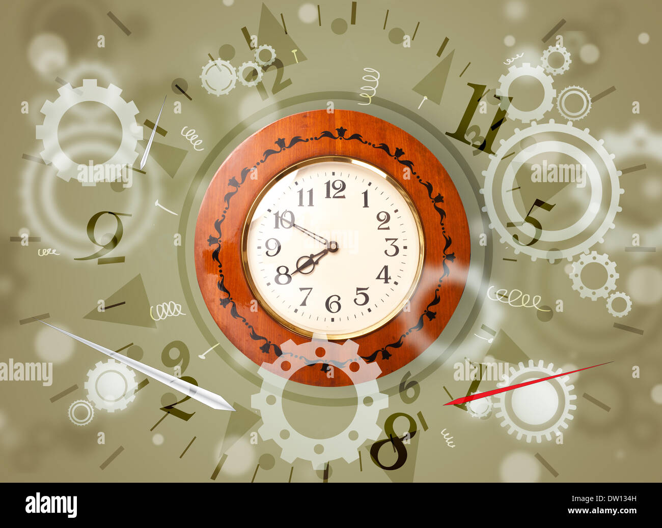 Vintage clock with numbers on the side Stock Photo - Alamy