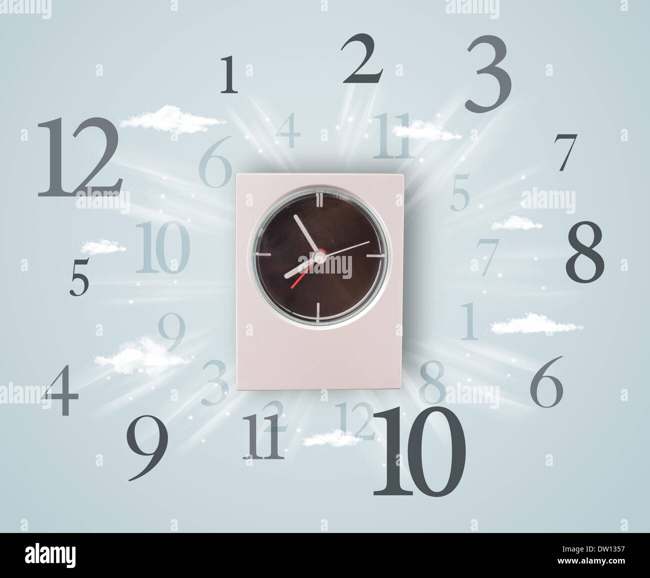 Modern clock with numbers on the side Stock Photo - Alamy
