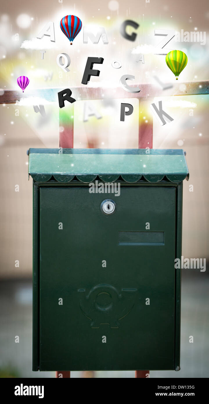 Post box with colorful letters Stock Photo - Alamy