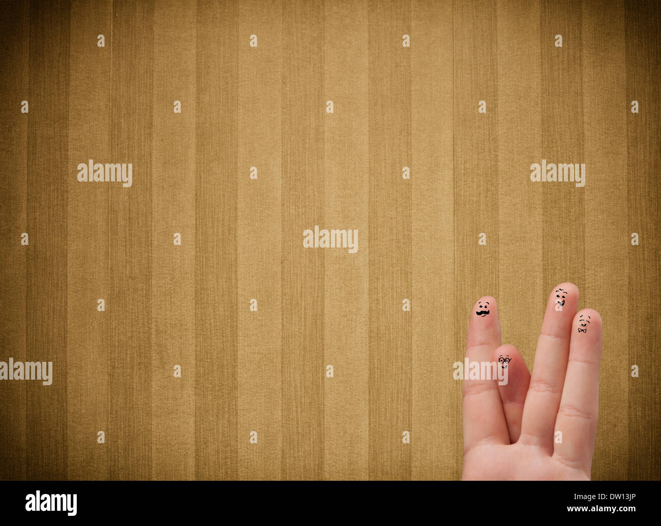 Happy finger smileys with vintage stripe wallpaper background Stock ...