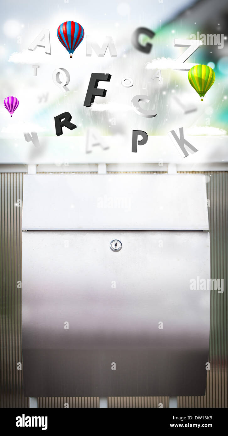 Post box with colorful letters Stock Photo - Alamy