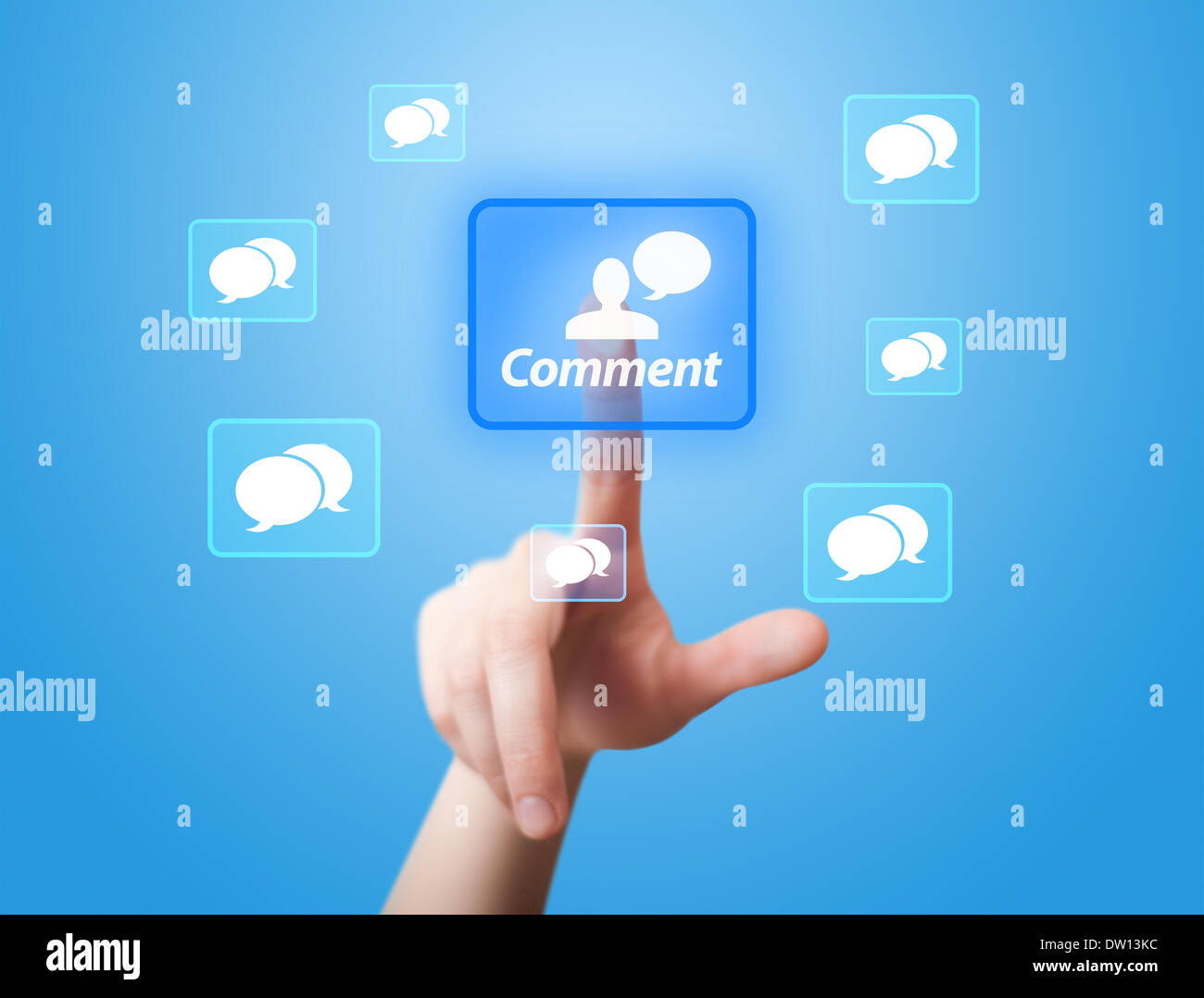 hand pressing Social Network icon 2 Stock Photo - Alamy