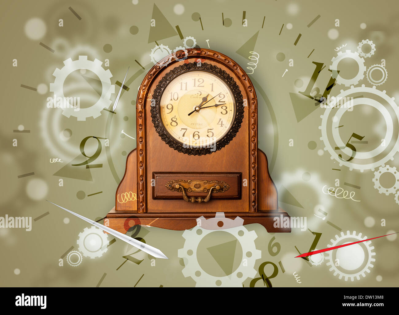 Vintage clock with numbers on the side Stock Photo - Alamy