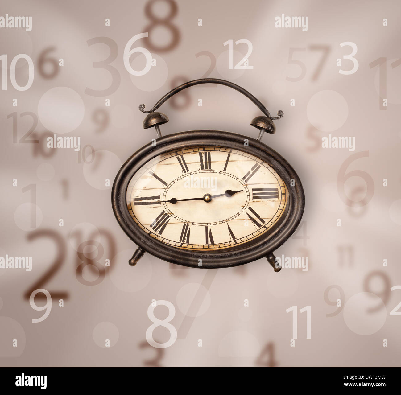 Vintage clock with numbers on the side Stock Photo - Alamy