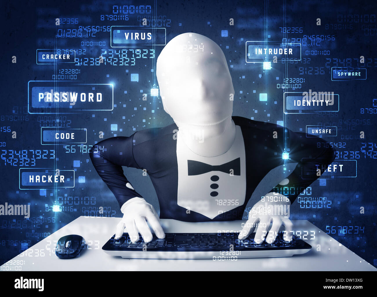 Man without identity programing in technology enviroment with cyber ...