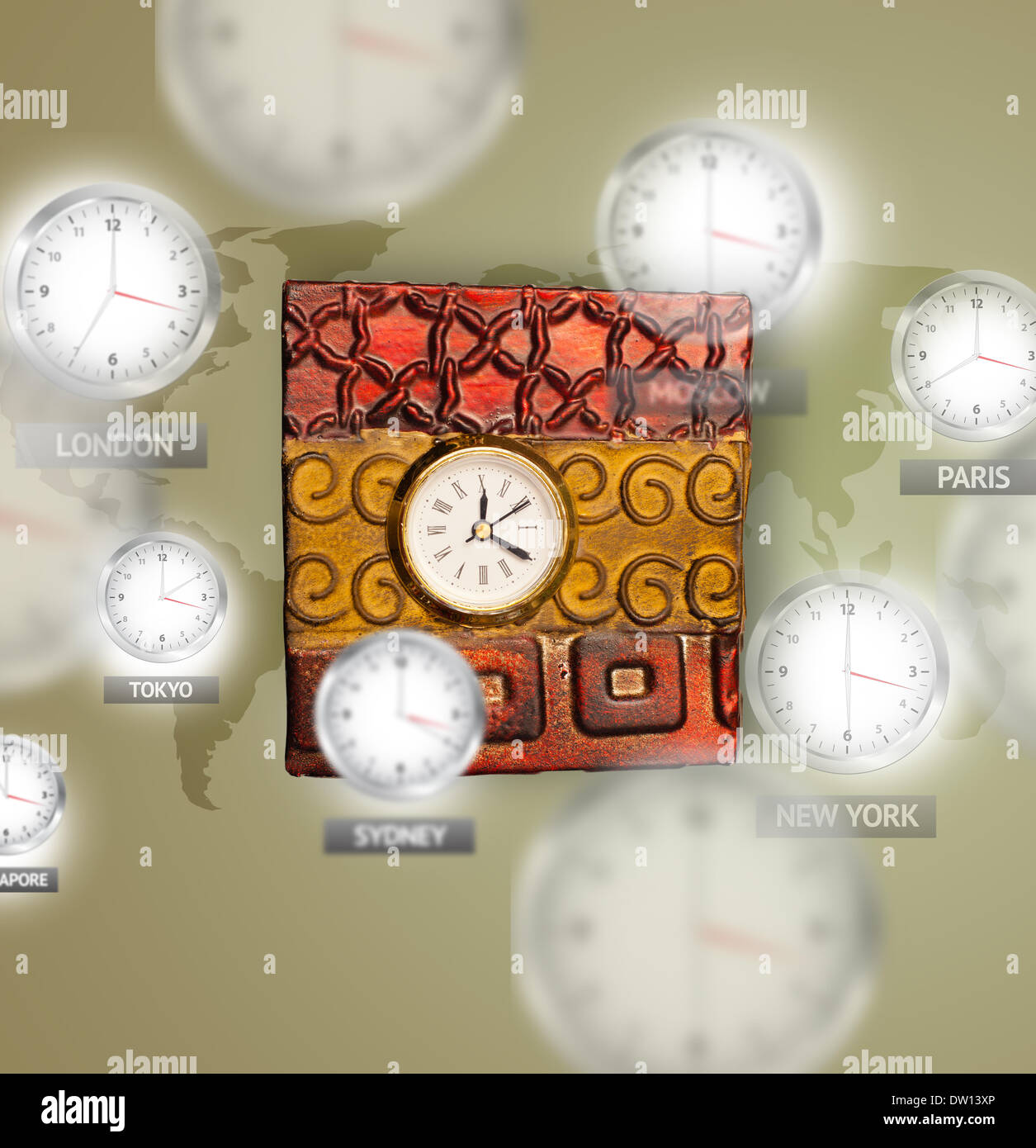 Clocks and time zones over the world concept Stock Photo - Alamy