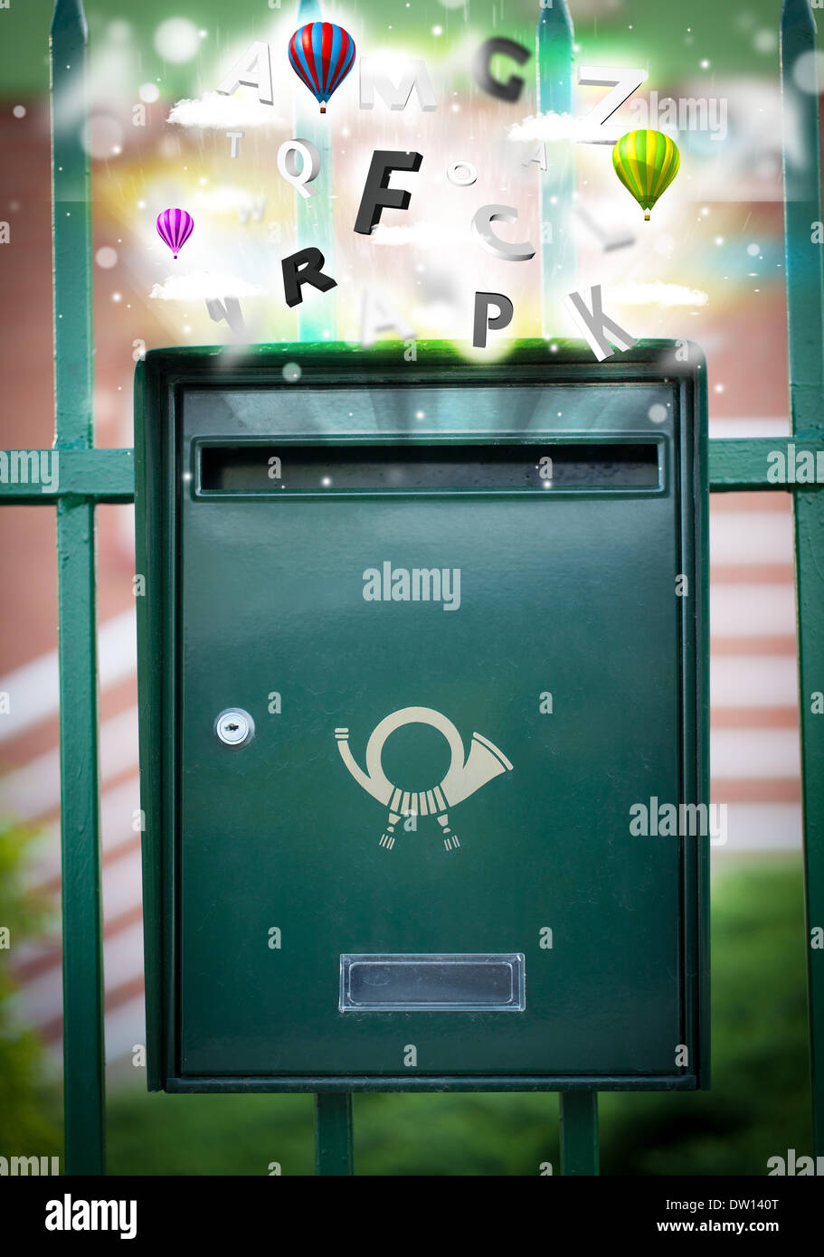 Post box with colorful letters Stock Photo - Alamy