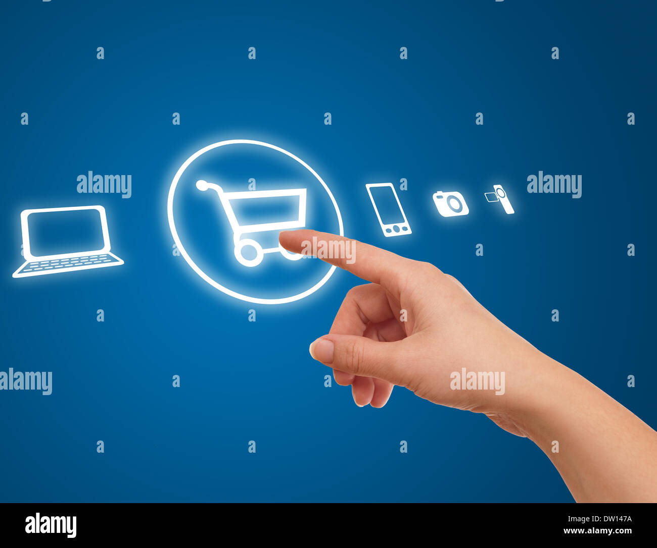 hand choosing shopping cart symbol Stock Photo - Alamy