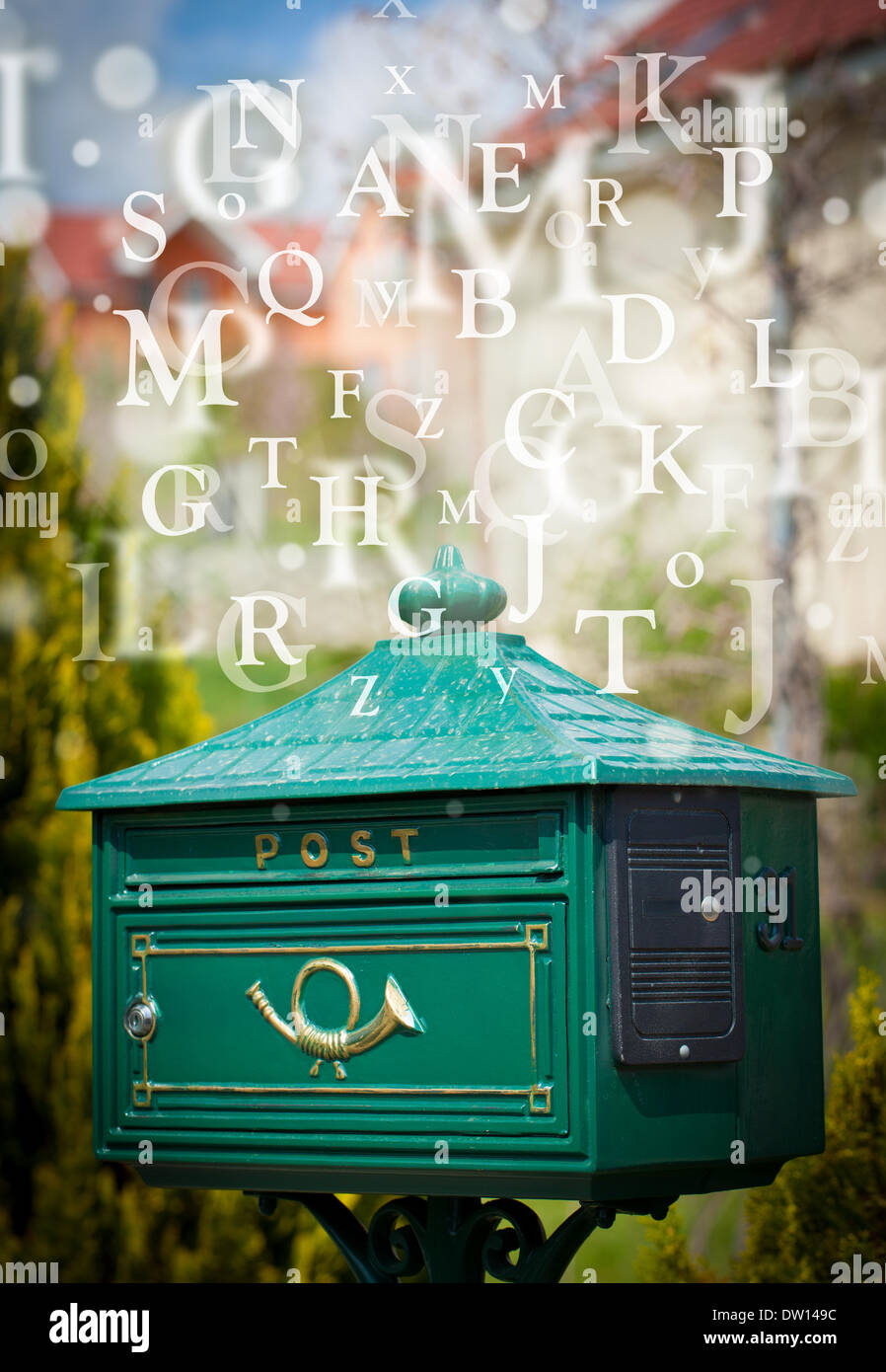 Mail box with letters comming out Stock Photo - Alamy