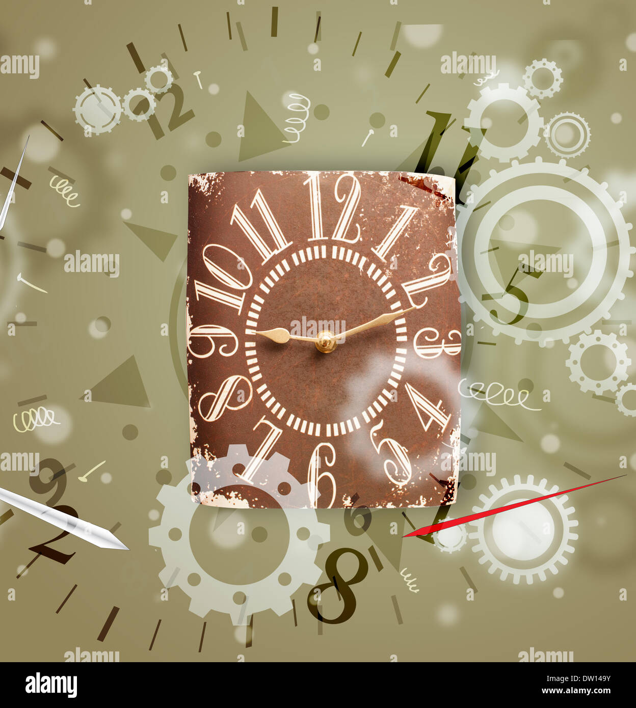 Vintage clock with numbers on the side Stock Photo - Alamy