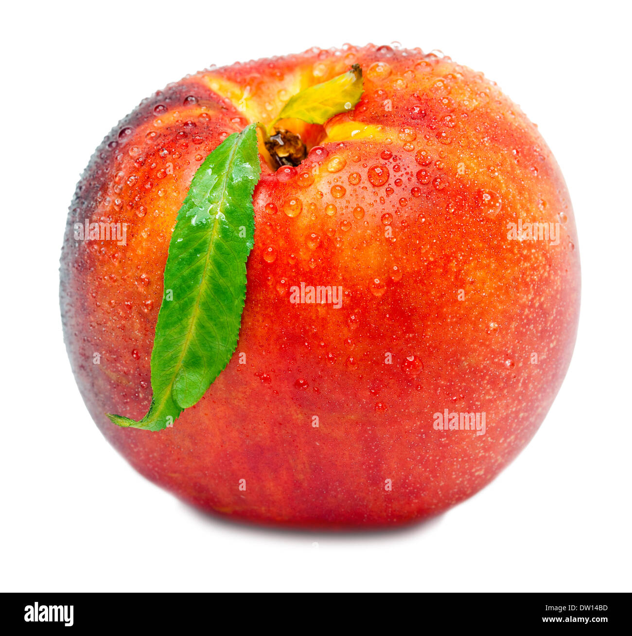 Ripe peach on a white background Stock Photo - Alamy