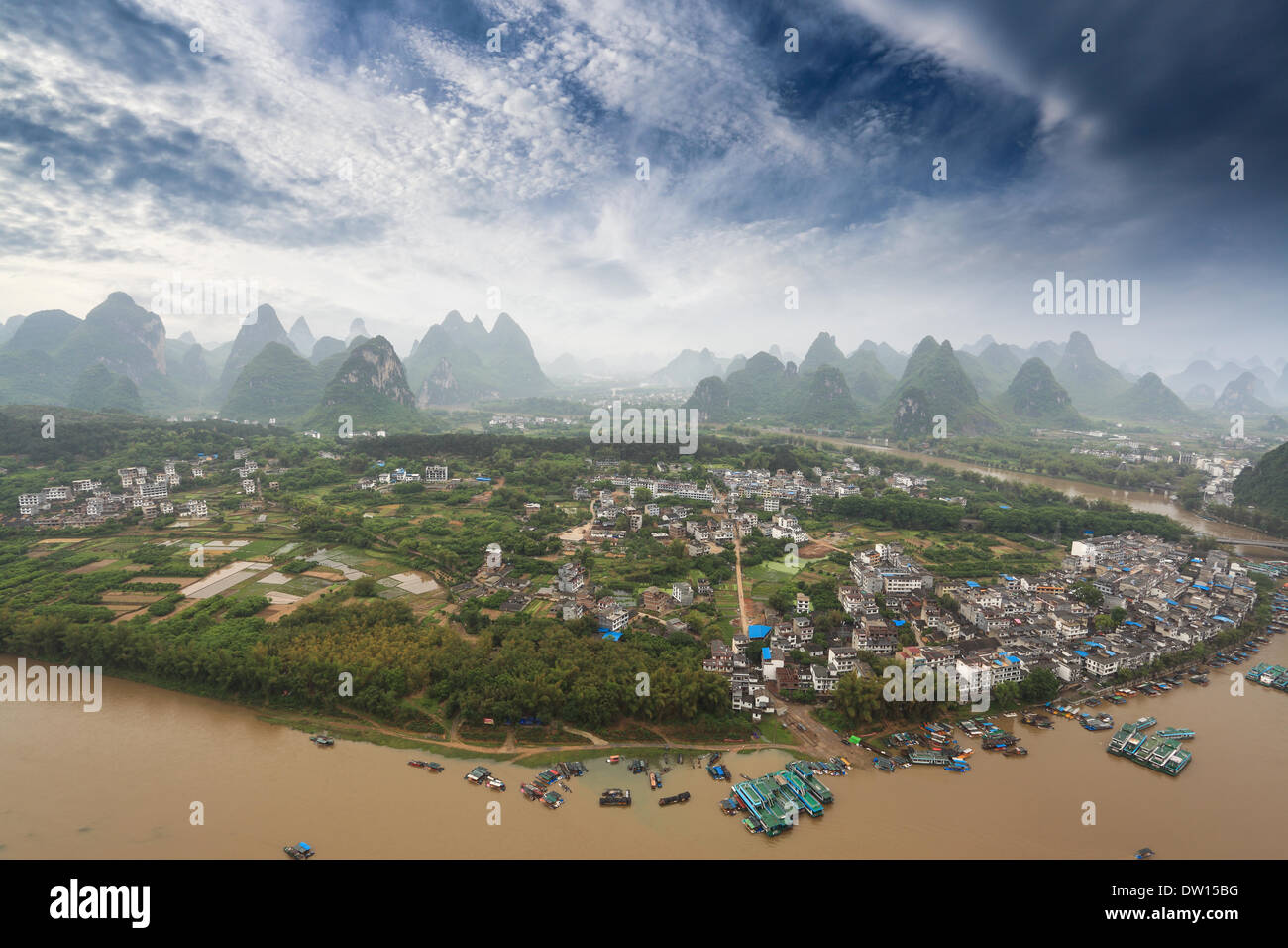 aerial view of karst mountain landscape Stock Photo - Alamy