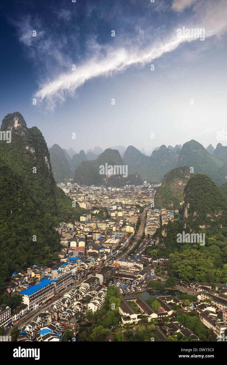 aerial view of the yangshuo county Stock Photo - Alamy