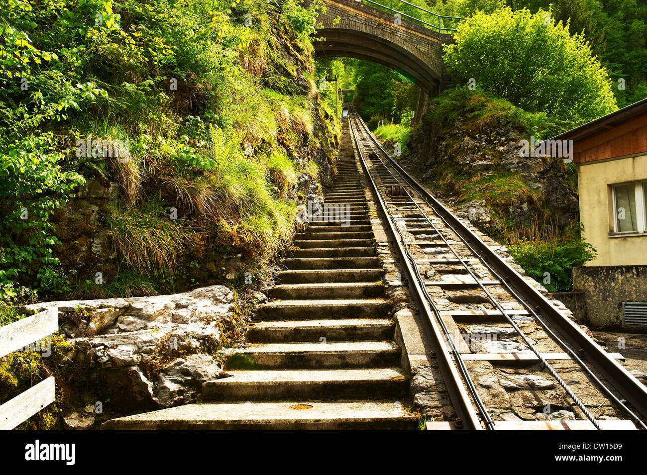 Funicular rail near Reichenbach Stock Photo - Alamy