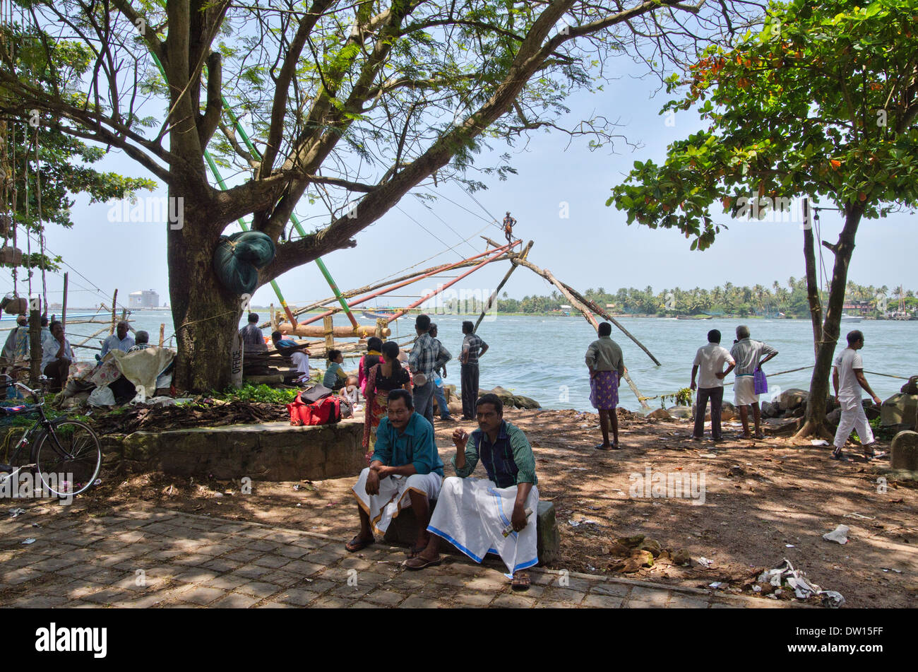 Chinese Fishing Nets in Fort Cochin, Kochi, Kerala India Stock Photo ...