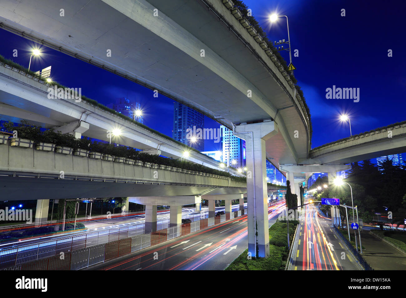 night viaduct traffic Stock Photo - Alamy