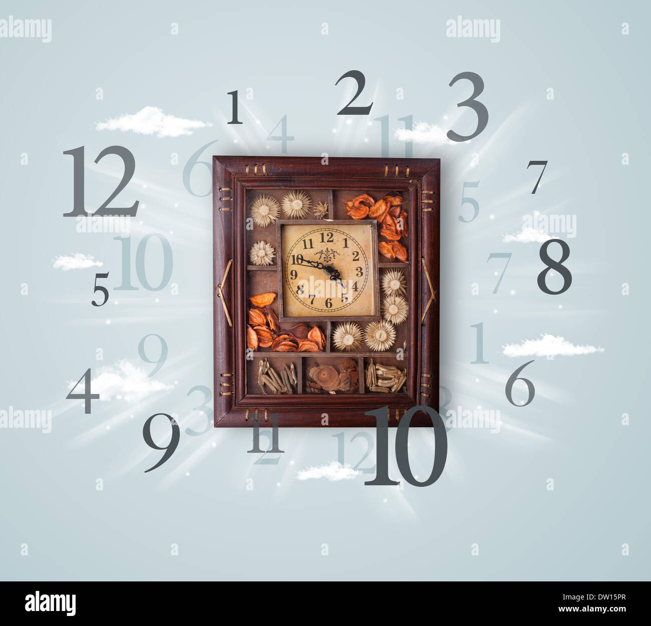 Vintage clock with numbers on the side Stock Photo - Alamy