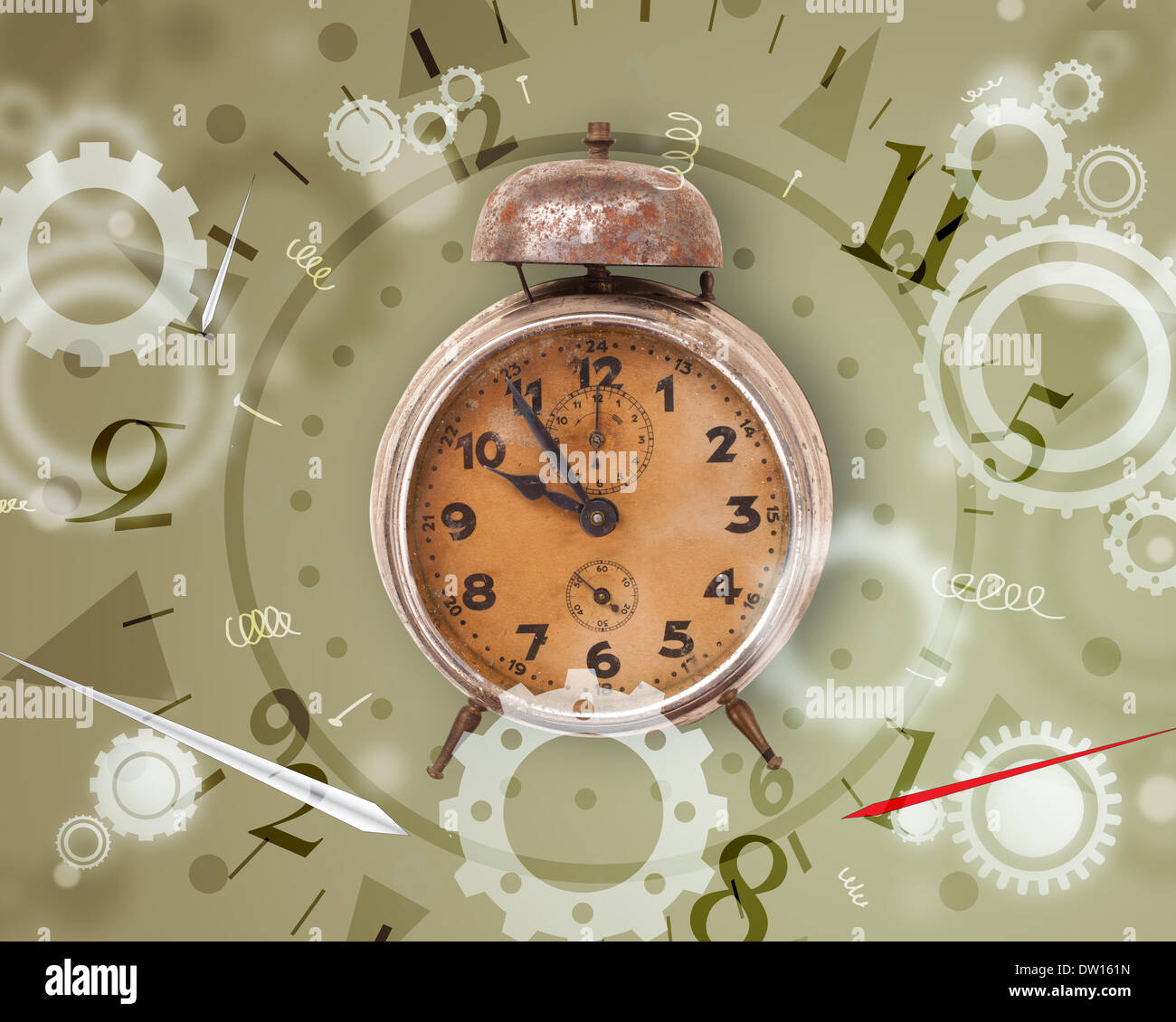 Vintage clock with numbers on the side Stock Photo - Alamy