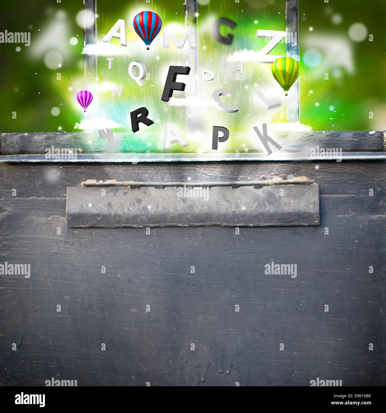 Post box with colorful letters Stock Photo - Alamy