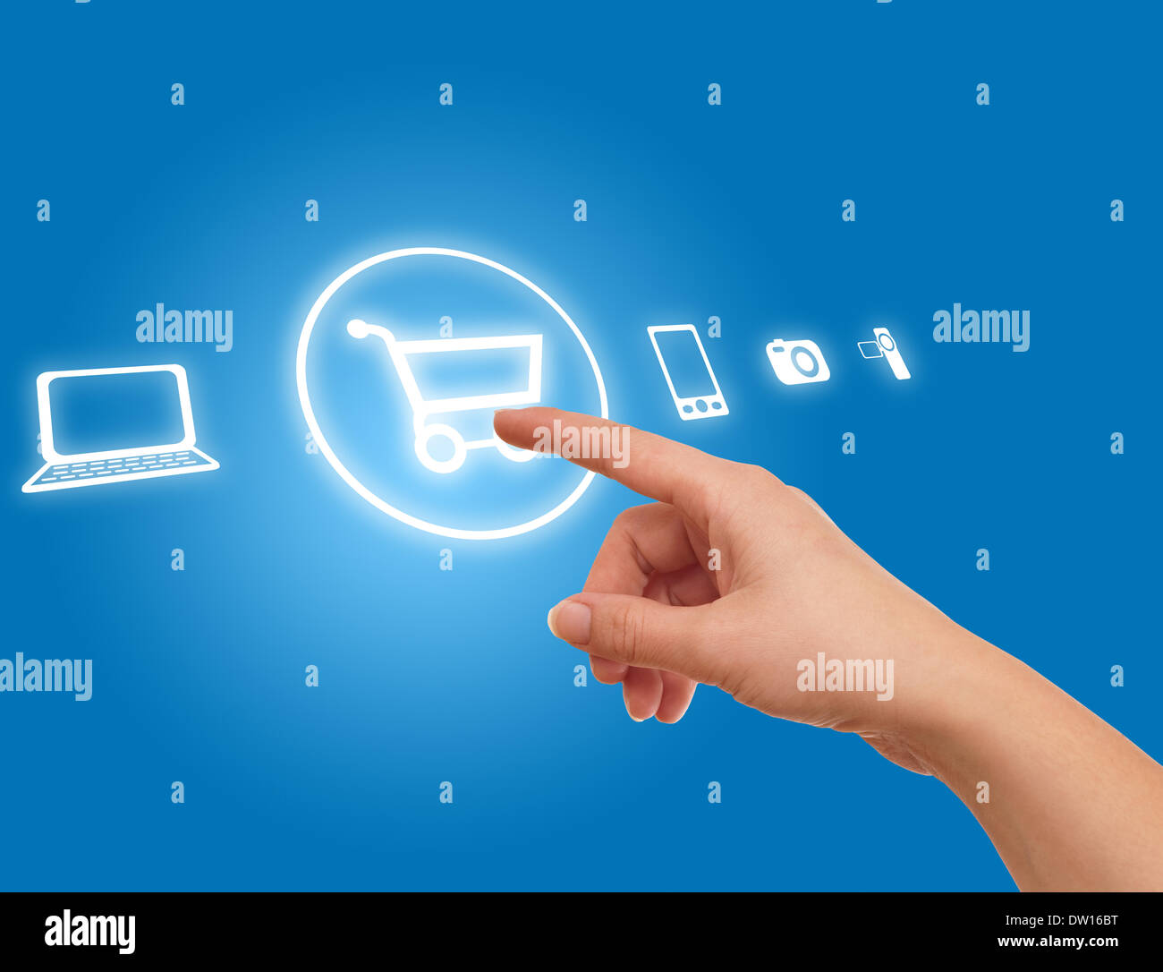 hand choosing shopping cart symbol Stock Photo - Alamy