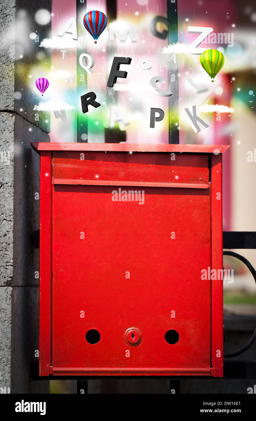 Post box with colorful letters Stock Photo - Alamy