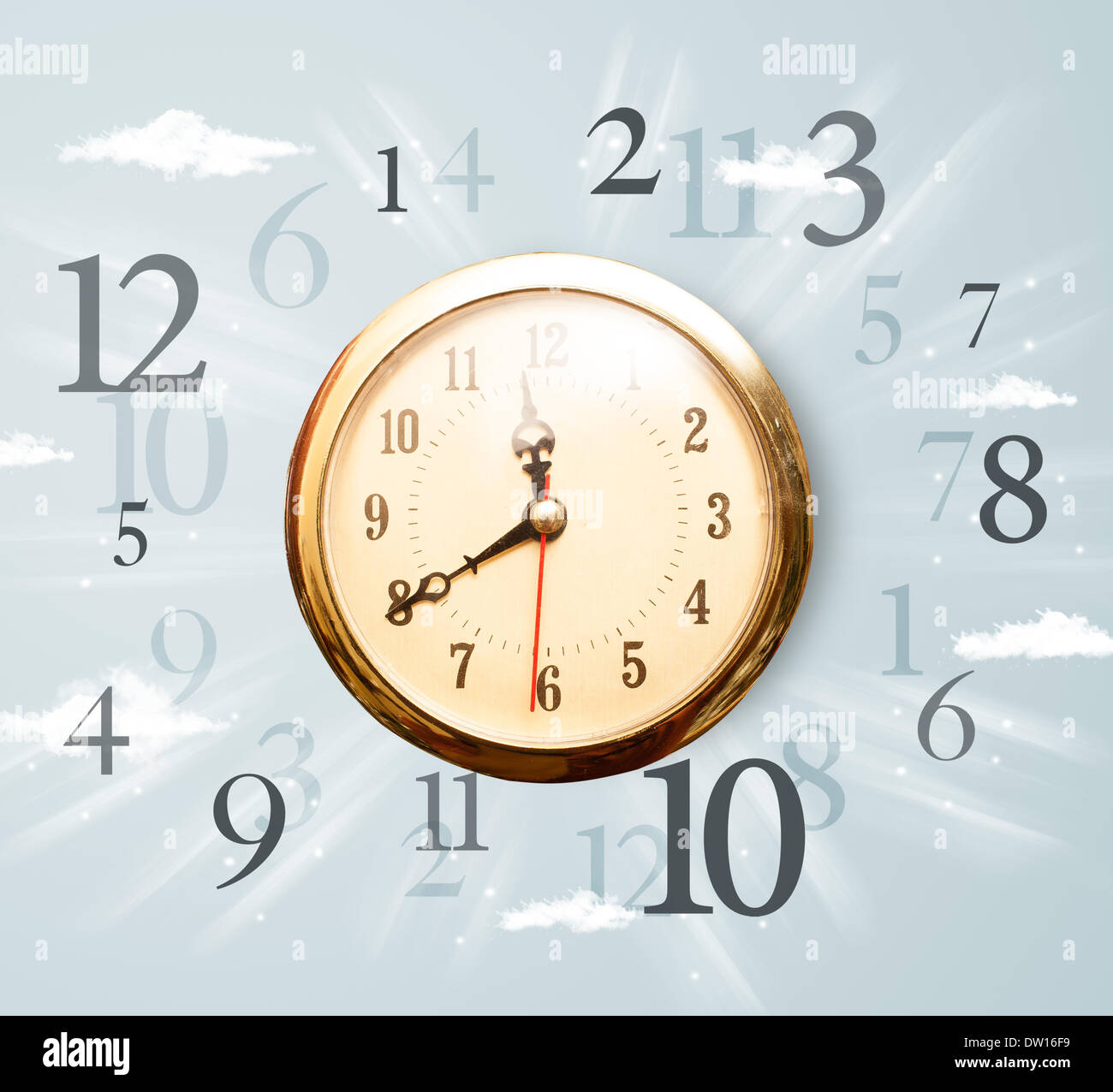 Vintage clock with numbers on the side Stock Photo - Alamy