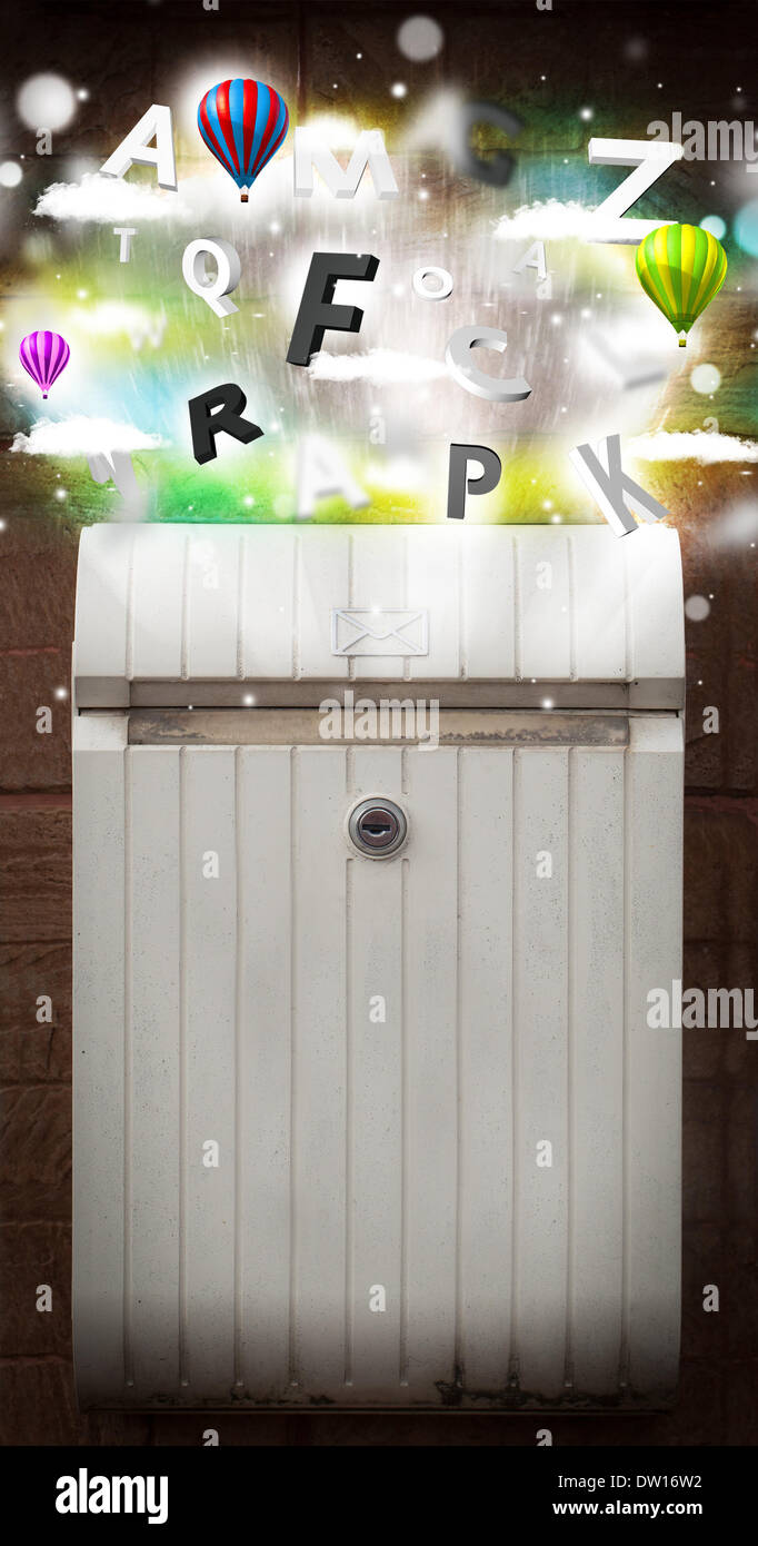 Post box with colorful letters Stock Photo - Alamy