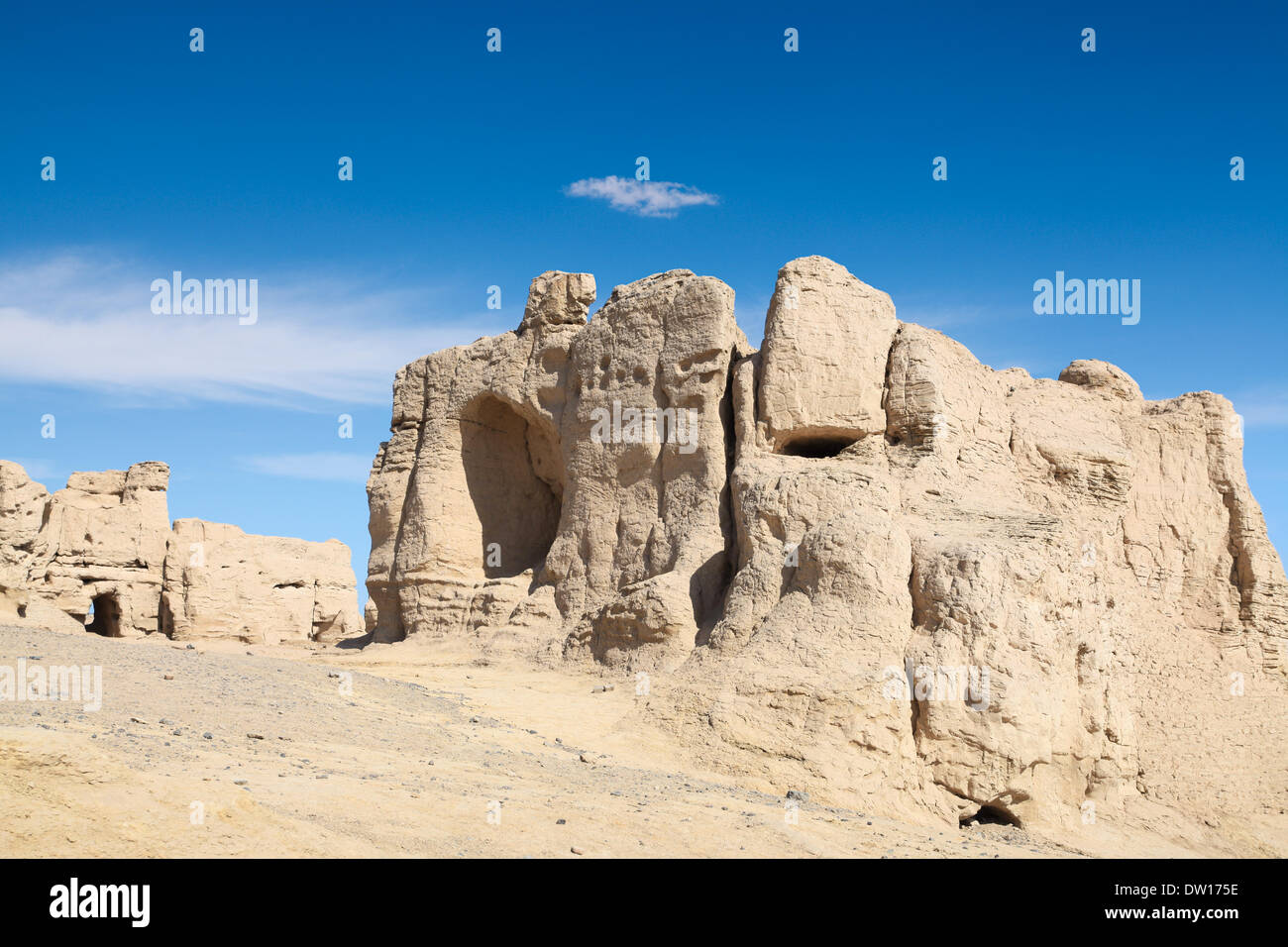 the jiaohe ruins against a blue sky Stock Photo - Alamy