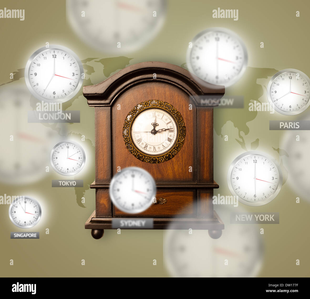 Clocks and time zones over the world concept Stock Photo - Alamy