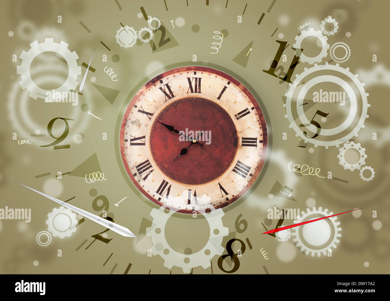 Vintage clock with numbers on the side Stock Photo - Alamy