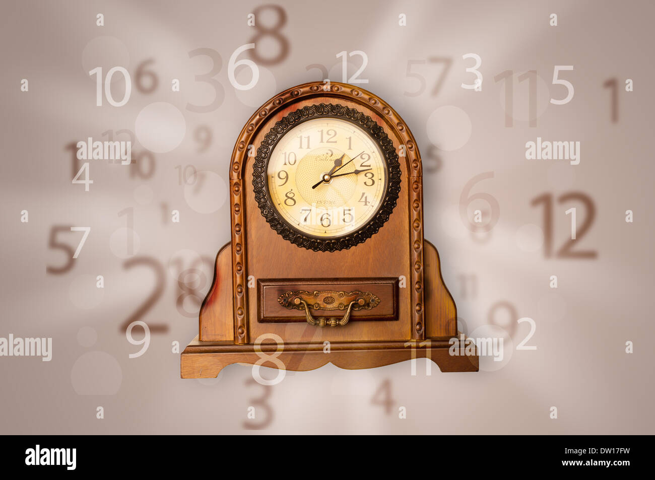 Vintage clock with numbers on the side Stock Photo - Alamy