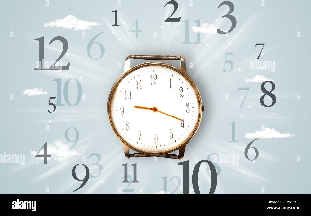 Modern clock with numbers on the side Stock Photo - Alamy